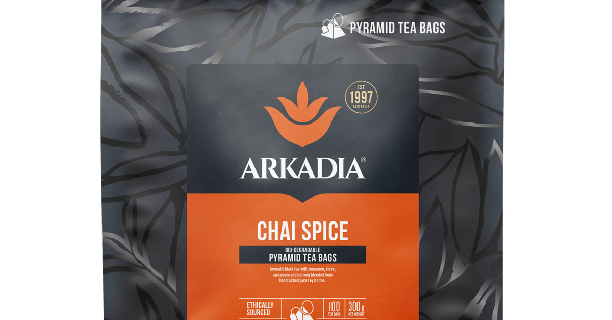 Arkadia Chai Tea Pyramid Bags 300g | Arkadia Beverages