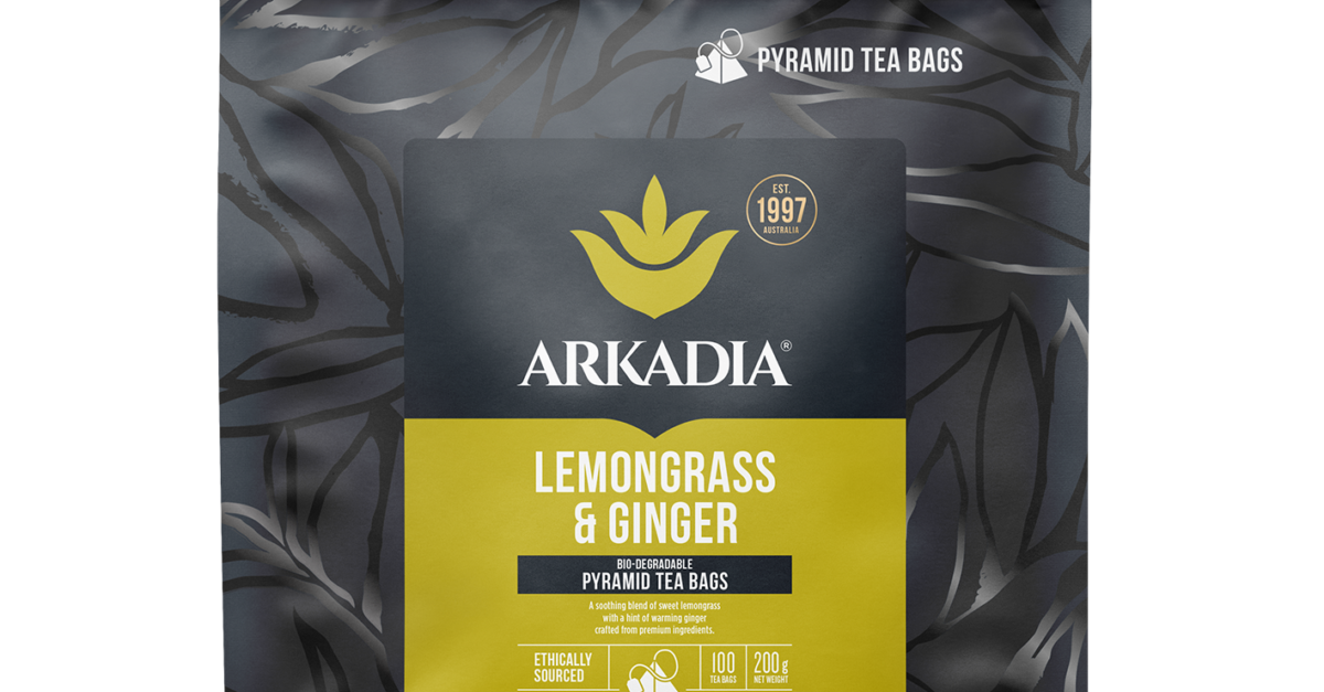 Arkadia Lemongrass and Ginger Pyramid Bags 200g | Arkadia Beverages